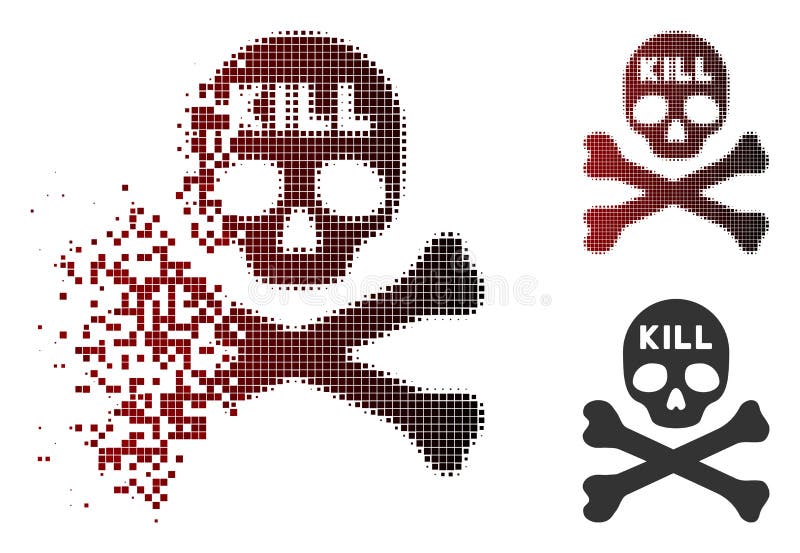 Shredded Pixel Halftone Kill Death Icon Stock Vector - Illustration of ...