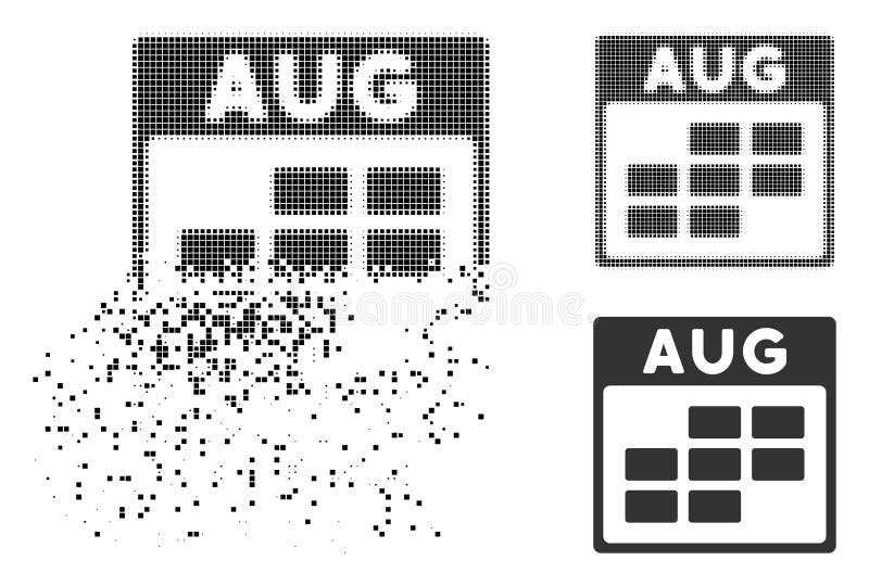 Shredded Pixelated Halftone August Calendar Grid Icon Stock Vector ... Shredded Pixelated Halftone August Calendar Grid Icon Stock Vector ...