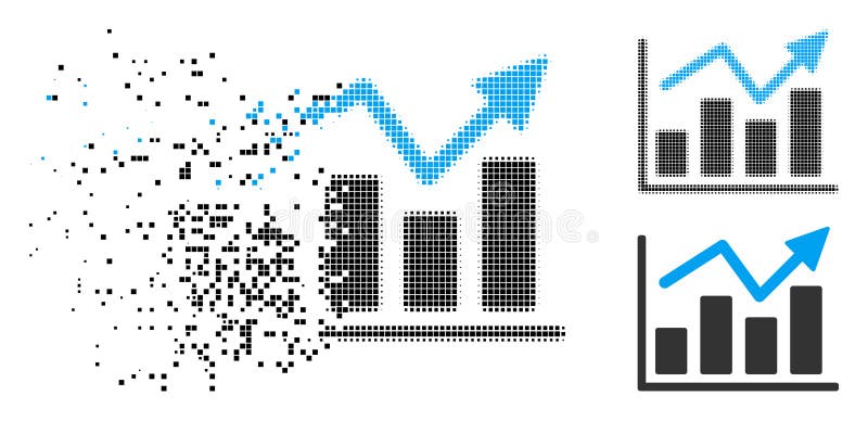 Shredded Pixelated Halftone Bar Chart Trend Icon Stock Vector ...