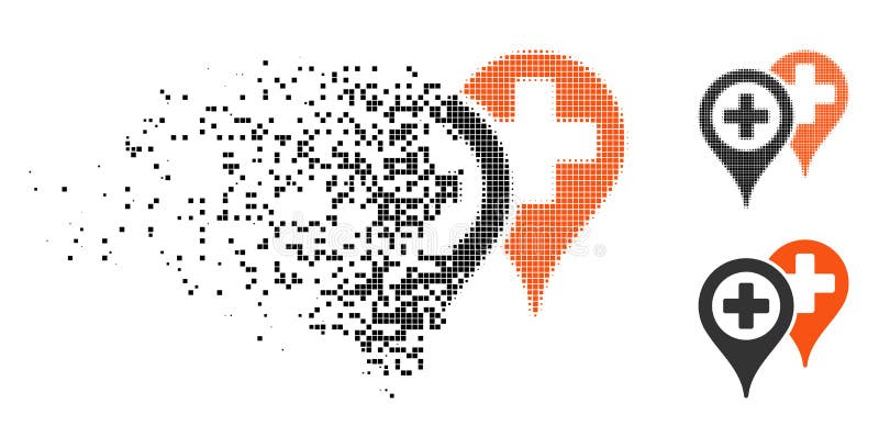 Shredded Pixelated Halftone Hospital Map Markers Icon Stock Vector ...