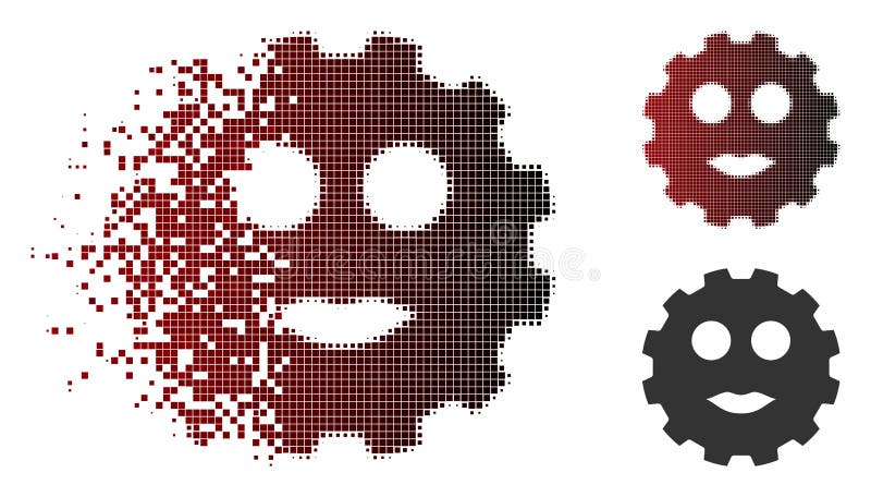 Shredded Pixelated Halftone Lady Smiley Gear Icon Stock Vector ... Shredded Pixelated Halftone Lady Smiley Gear Icon Stock Vector ...