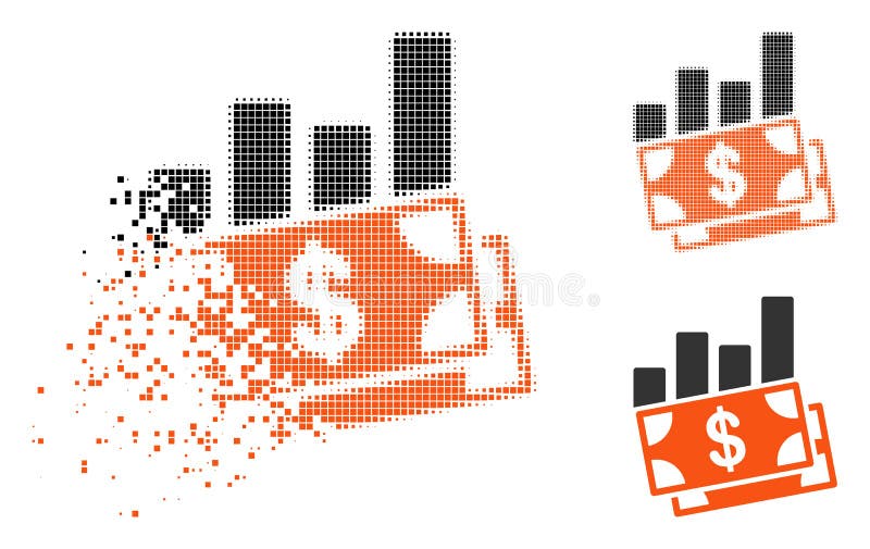 Shredded Pixelated Halftone Sales Bar Chart Icon Stock Vector ...