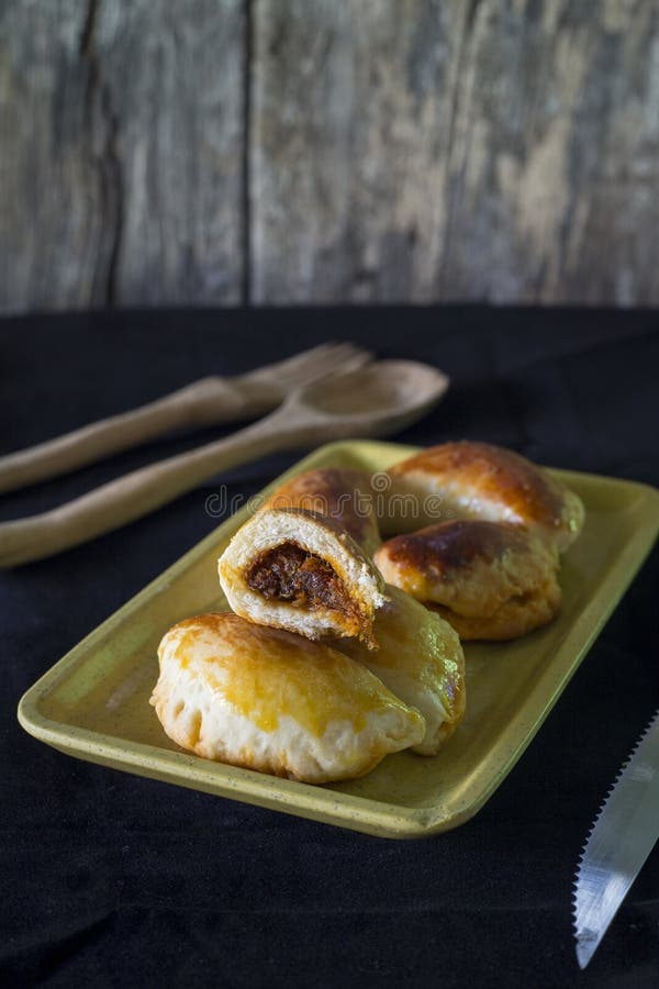 Shredded pork filled bread stock photo. Image of traditional - 218756464