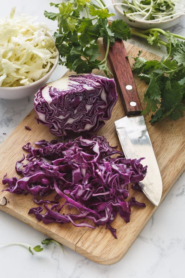 Shredded Red Cabbage for Meal Stock Photo - Image of eating, shred ...