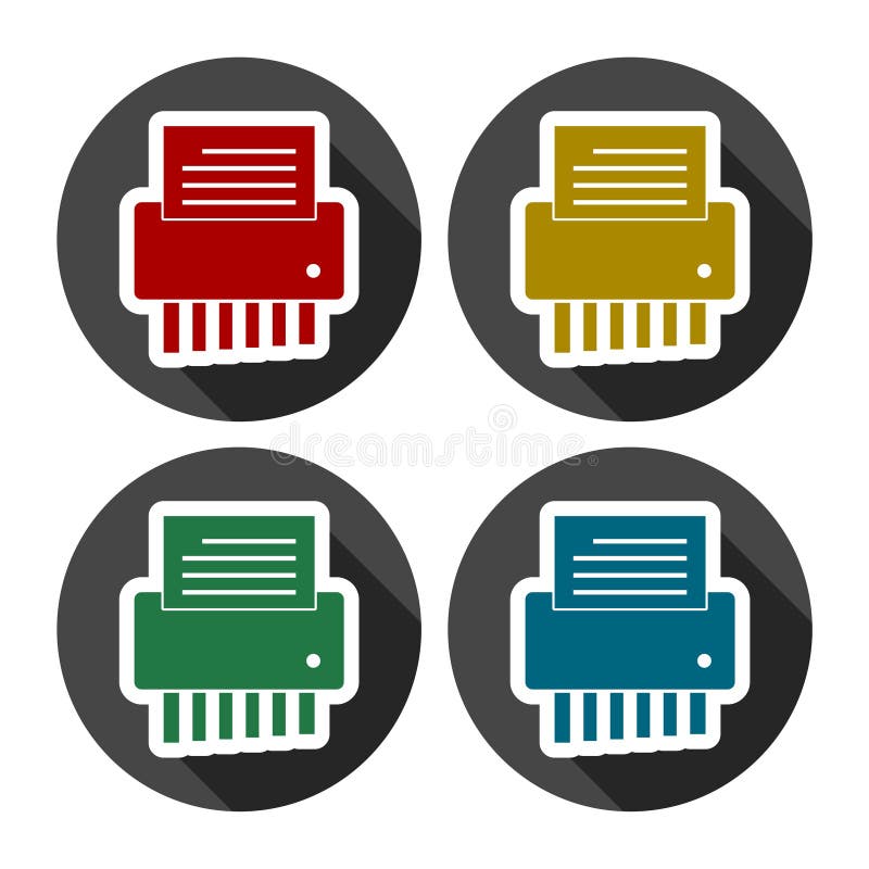 Shredder Shredding a Document Icons Set Stock Vector - Illustration of ...