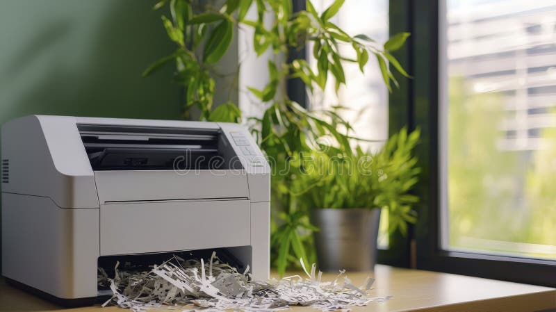 Office Equipment Action Shredder and Laser Printer Setup Modern ...