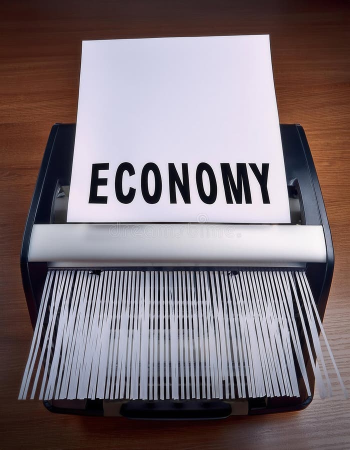 Shredding Documents with the Word Economy Printed on a Large Sheet of ...