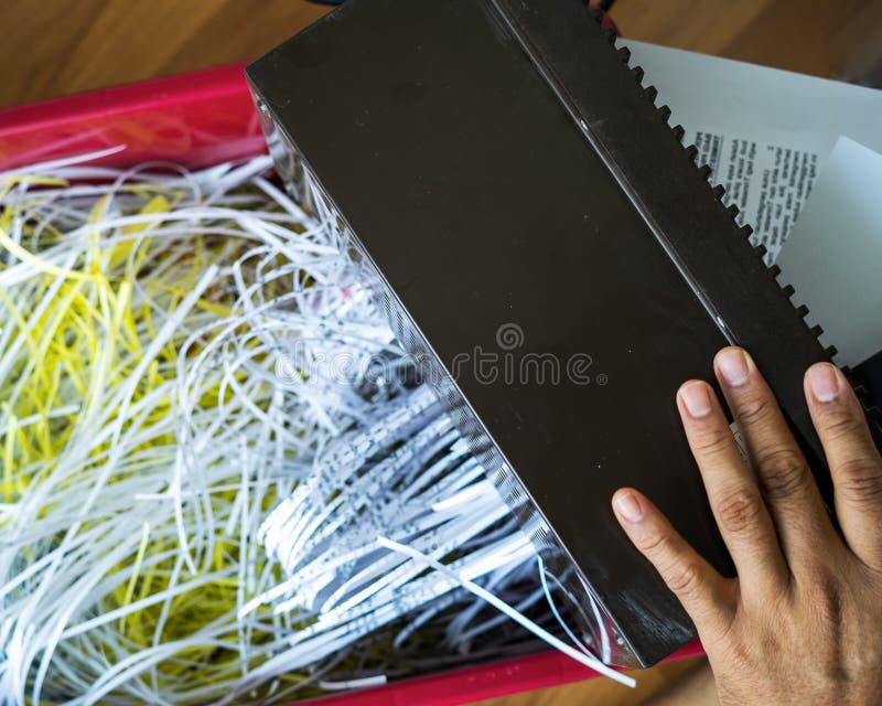 Shredding Machine. Shreded Documents for Security Stock Image - Image ...