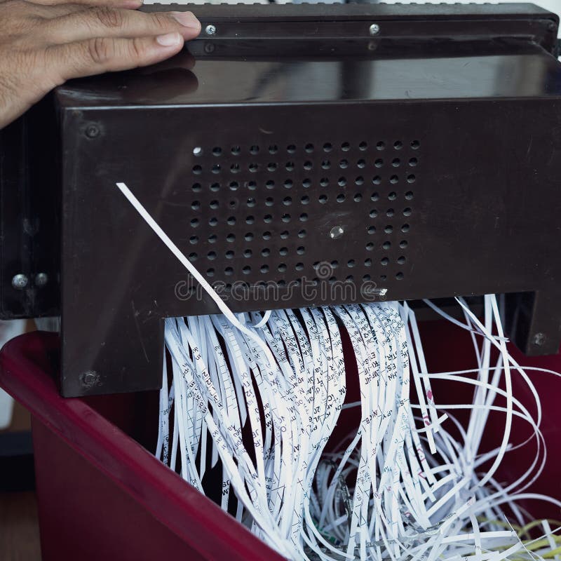 Shredding Paper Coming Out from the Machine. Top View Stock Image ...