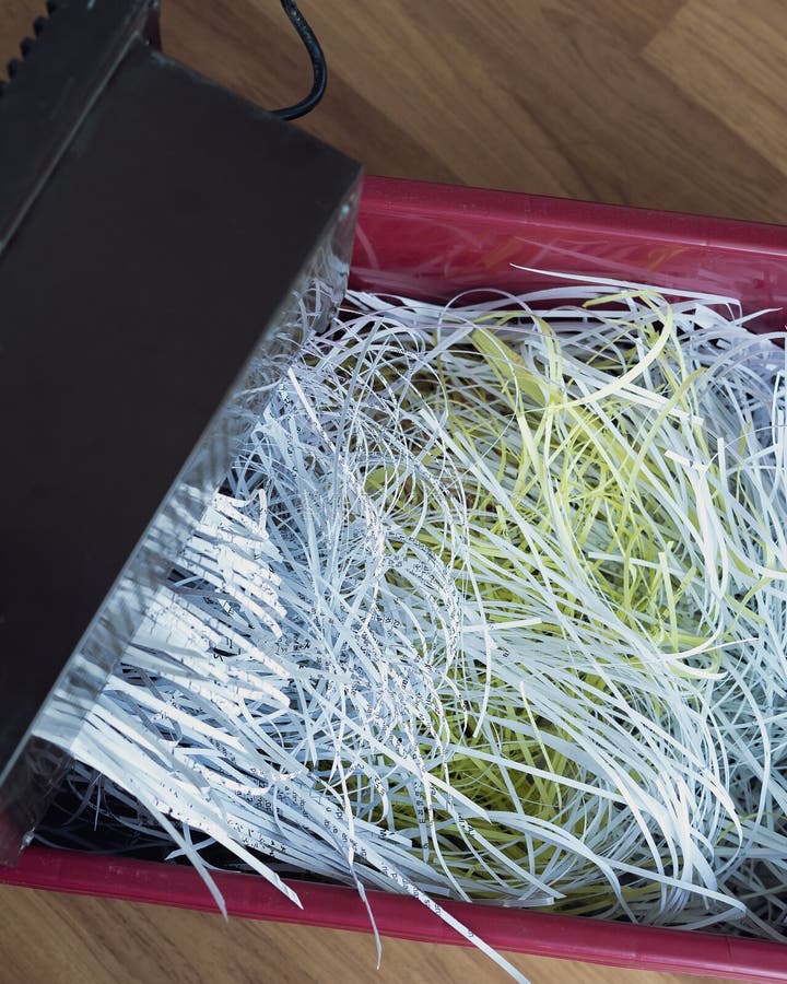 Shredding Paper Coming Out from the Machine. Top View Stock Image ...