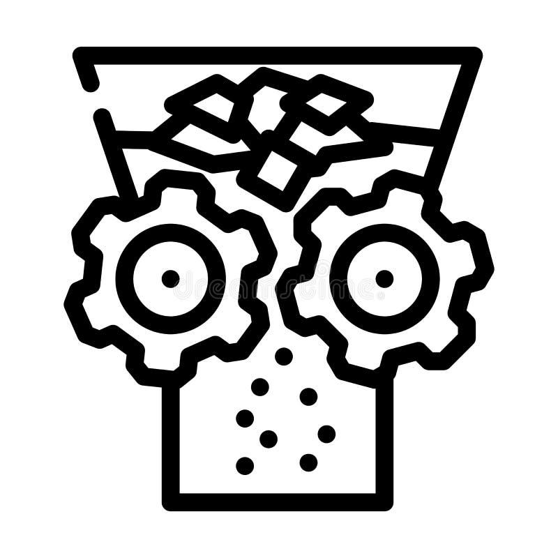 Shredding Solid Waste Line Icon Vector Illustration Stock Vector ...