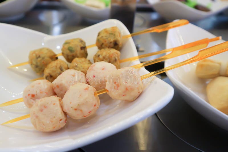 Shrimp Ball , Meatball or Fish Ball or Shrimp Ball Barbecue Stock Photo ...