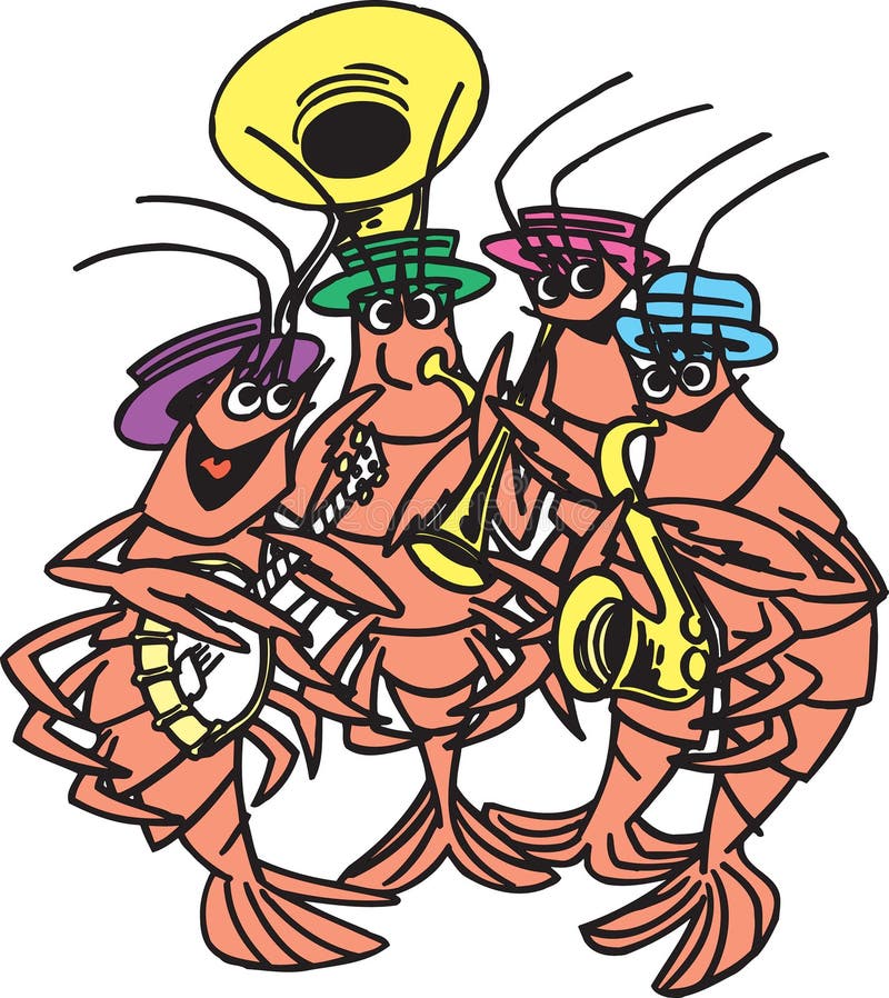 Shrimp band stock vector. Illustration of cartoon, orleans - 5560448