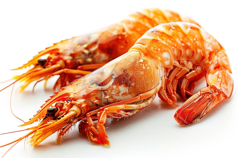 Shrimp Boiled in Bulk, White Background Isolate. Sea Orange Food ...
