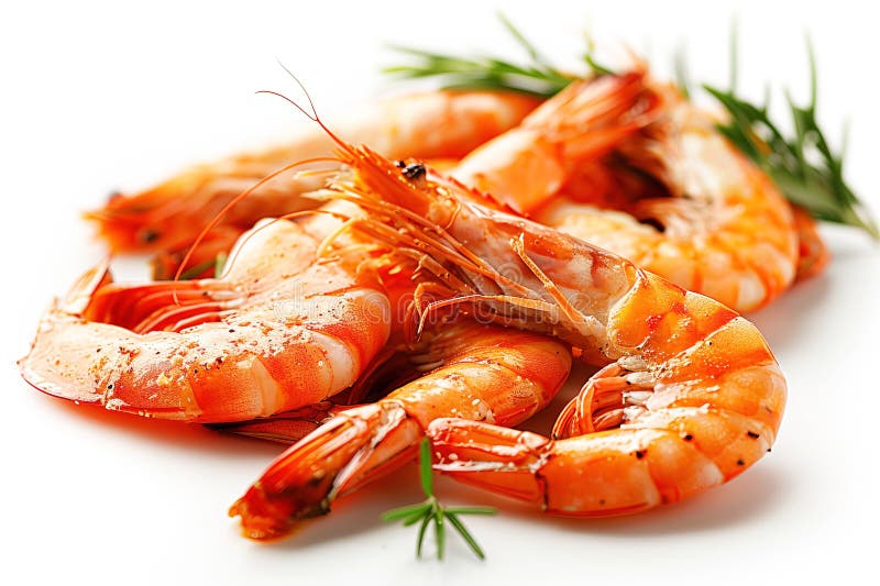 Shrimp Boiled in Bulk, White Background Isolate. Sea Orange Food ...