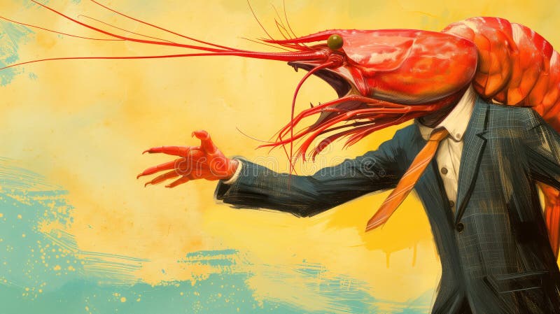 Shrimp in a Business Suit Grunge Drawing. Generative AI Stock ...