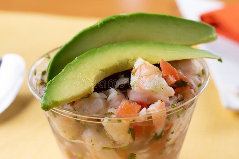 Shrimp ceviche cup stock image. Image of fruit, menu - 281906673