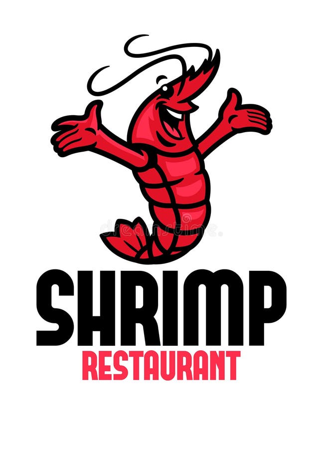 Shrimp Mascot the Direction of Pointing with Both Hands Stock ...