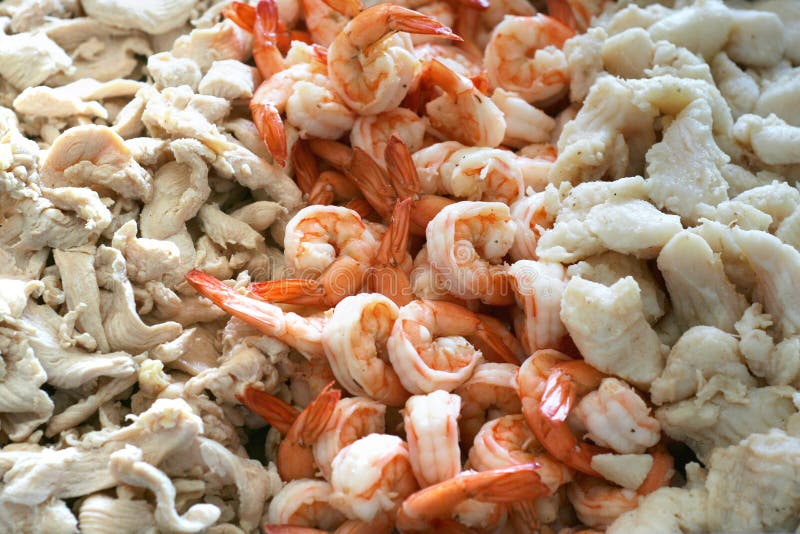 Shrimp, Chicken, Fish Cooked Stock Image - Image of dinner, cooked ...