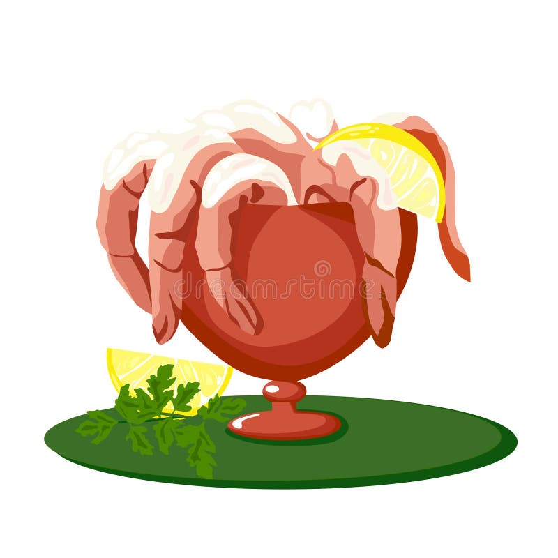 Shrimp Cocktail Drawing Illustration Vector. Stock Vector ...