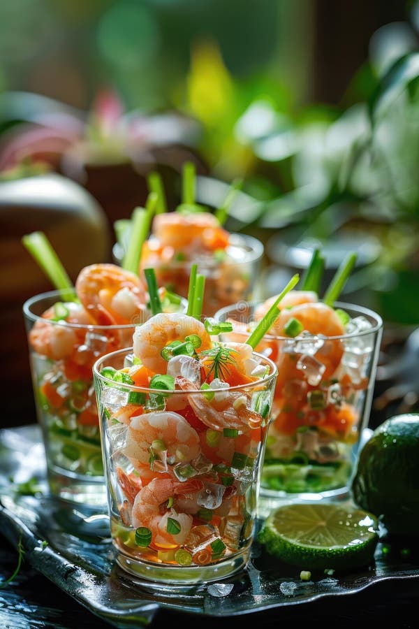 Shrimp Cocktail Appetizer in Glass Stock Illustration - Illustration of ...