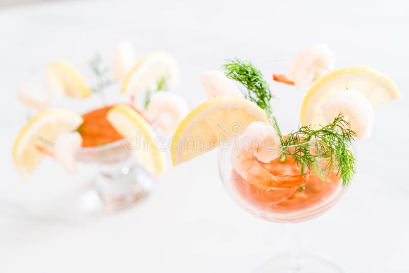 Shrimp cocktail with sauce stock photo. Image of shellfish - 115698278