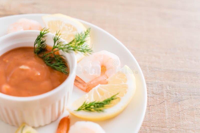 Shrimp cocktail with sauce stock image. Image of food - 116143439