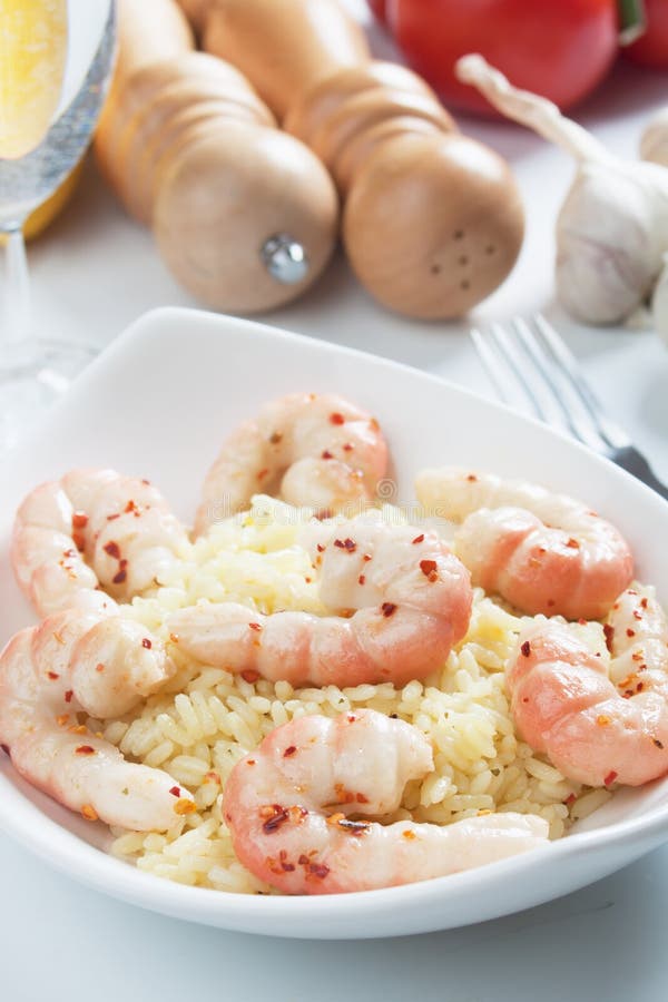 Shrimp with cooked rice stock photo. Image of meal, shrimp - 20339092
