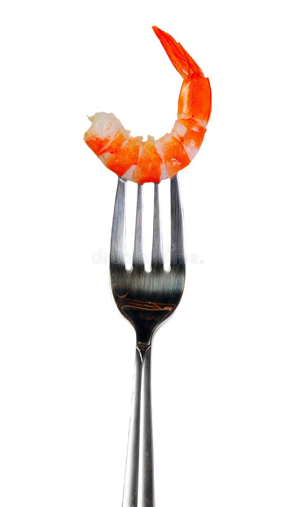 Shrimp on a fork stock image. Image of isolated, healthy - 11395639