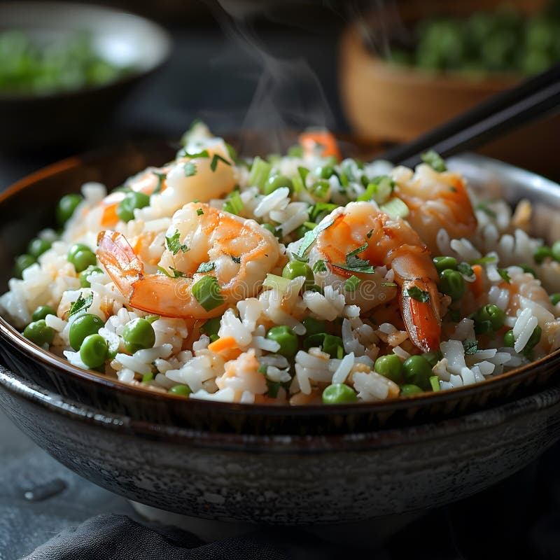 Shrimp fried rice stock illustration. Illustration of plate - 327725725