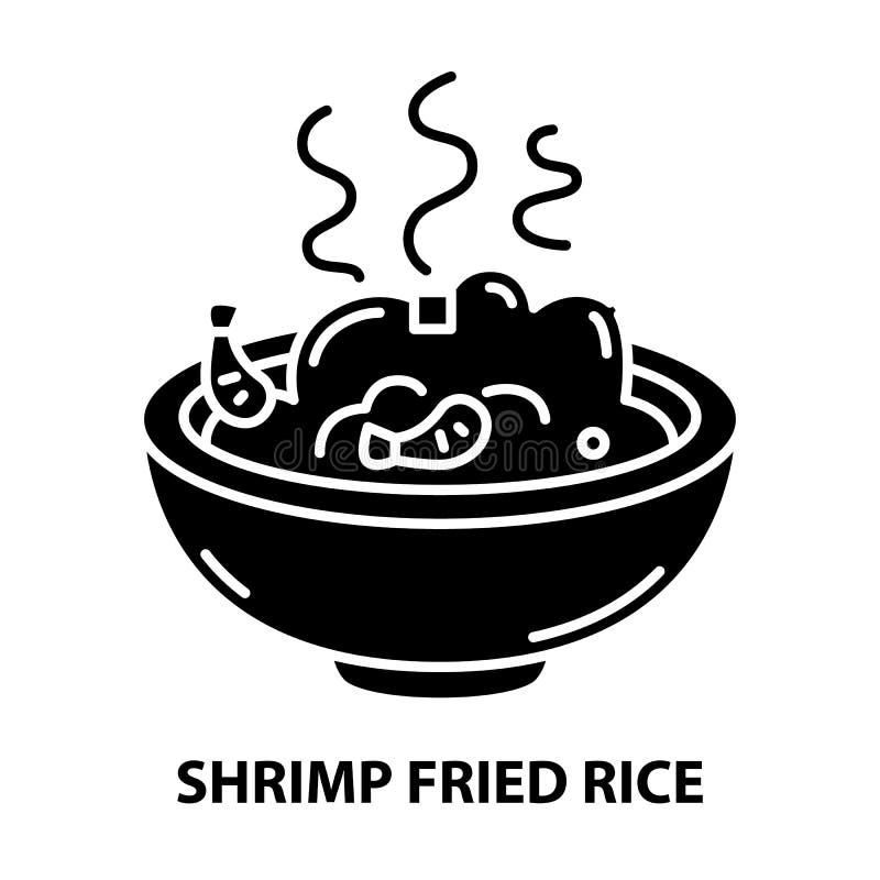 Shrimp Fried Rice Icon, Black Vector Sign with Editable Strokes ...