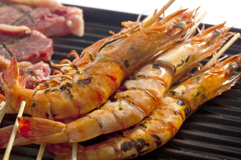 Shrimp on the Grill. stock photo. Image of juicy, nutrition - 37237820