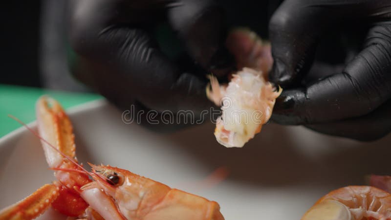 A Shrimp in the Hands of a Professional Chef Stock Footage - Video of ...