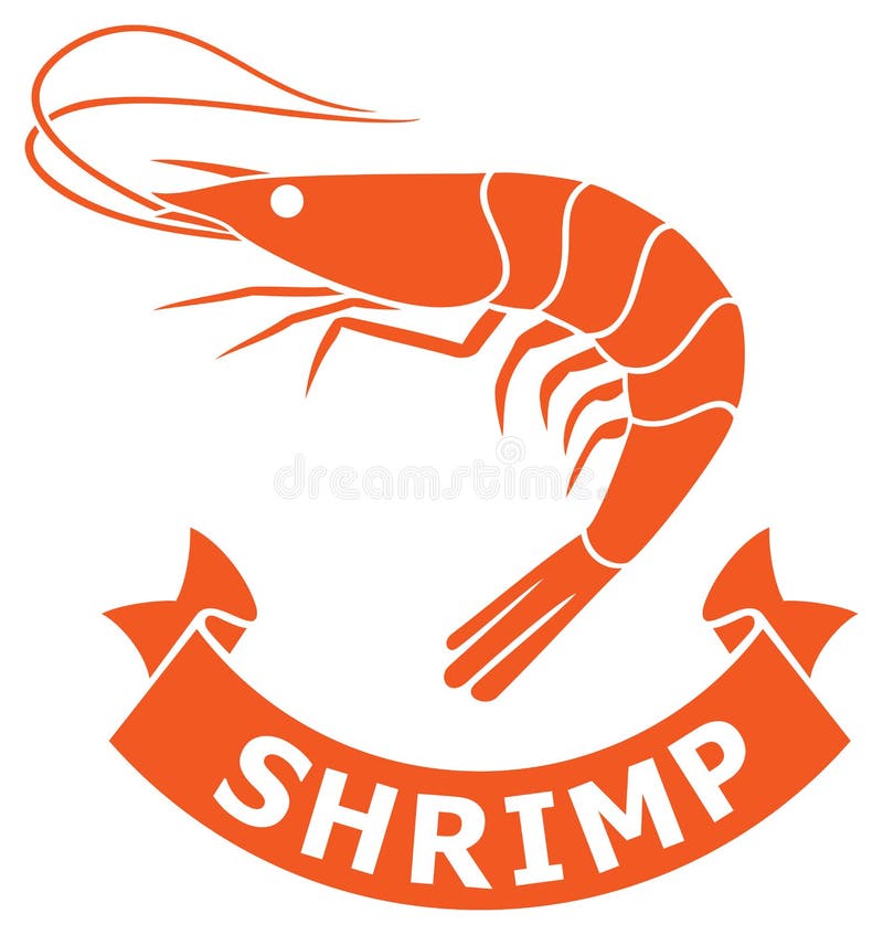 Shrimp Icon Label Vector Illustration Stock Illustration - Illustration ...