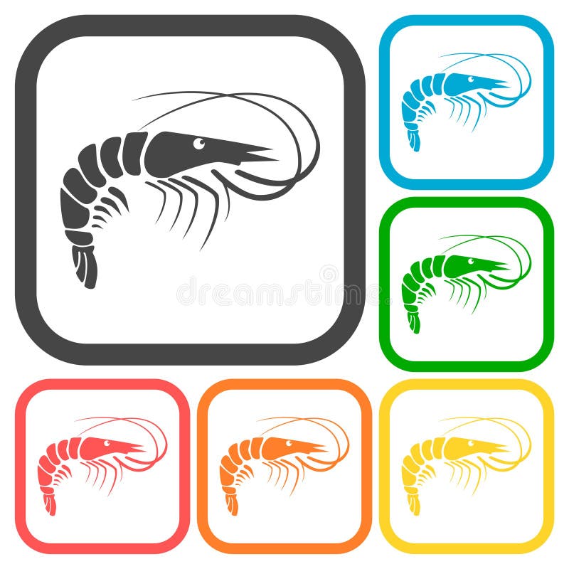 Shrimp icons set stock vector. Illustration of badge - 85536209