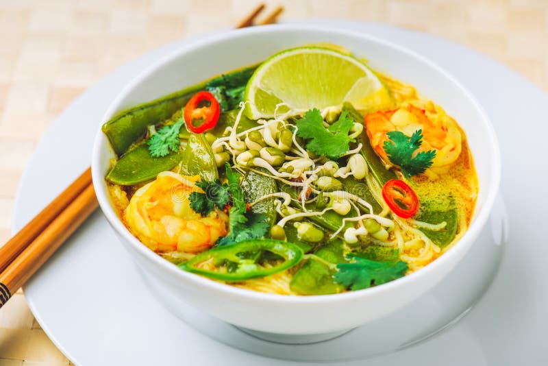 Shrimp Laksa stock photo. Image of vegetables, seafood - 35544294