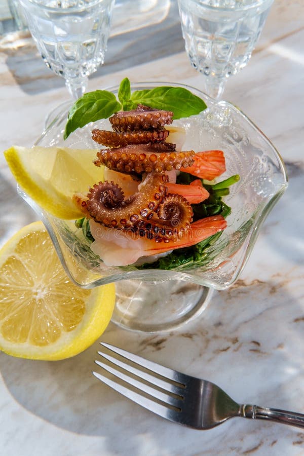 Shrimp Octopus Cocktail Brunch Stock Image - Image of seafood, calamari ...