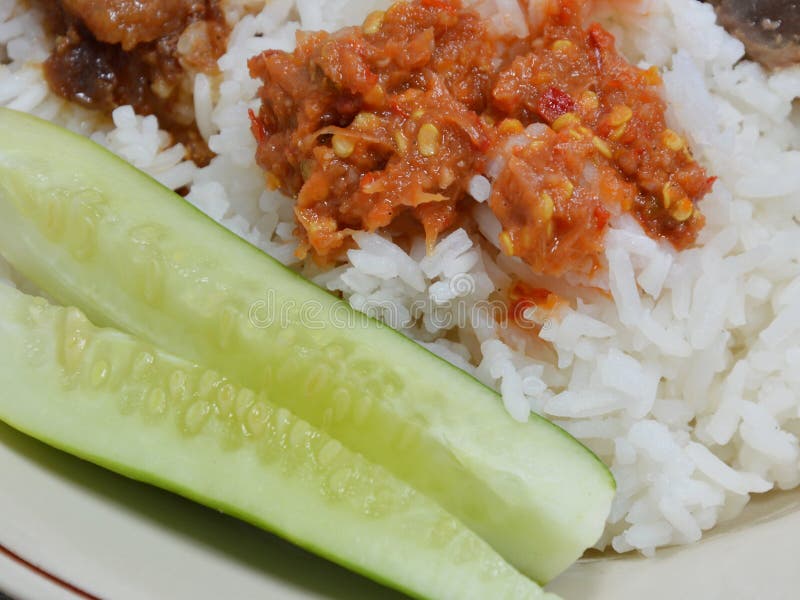 Shrimp Paste Chilli Sauce on Rice Stock Photo - Image of grain, spicy ...