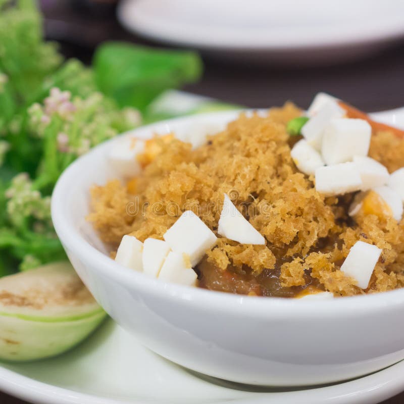 Shrimp Paste Sauce with Crispy Fried Fish Stock Image - Image of ...