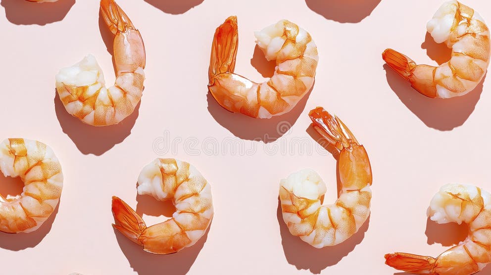 Shrimp Pattern on Pink Background, Top View Stock Image - Image of ...
