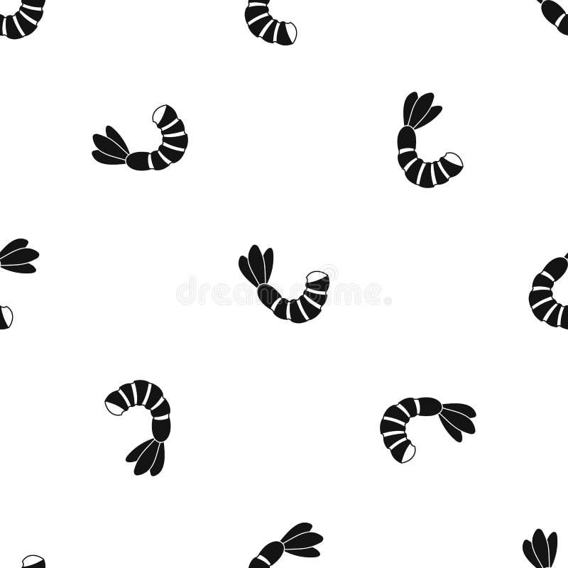 Shrimp Pattern Seamless Black Stock Vector - Illustration of boiled ...