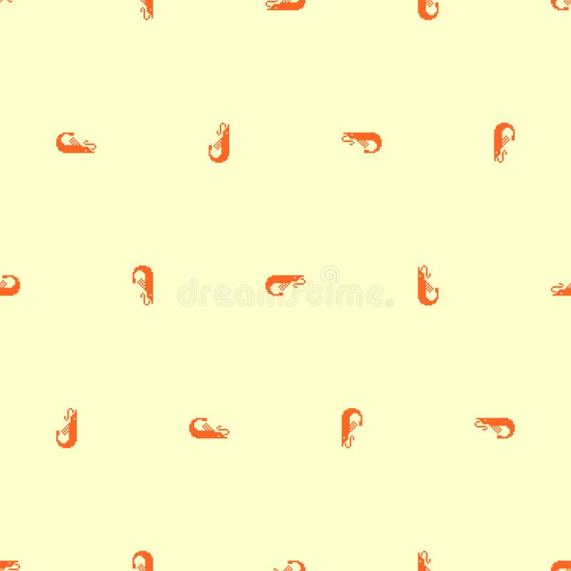Shrimp Pixel Art Pattern Seamless. 8 Bit Small Crustacean Background ...