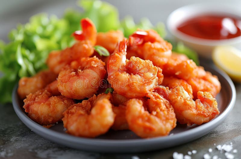 Shrimp on a Plate Fast Food Stock Image - Image of white, dinner: 305696245