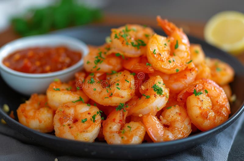 Shrimp on a Plate Fast Food Stock Image - Image of grilled, dish: 305697311