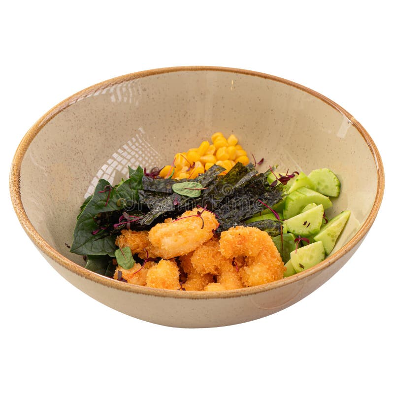Shrimp Poke Bowl with Vegetables and Corn Stock Photo - Image of ...