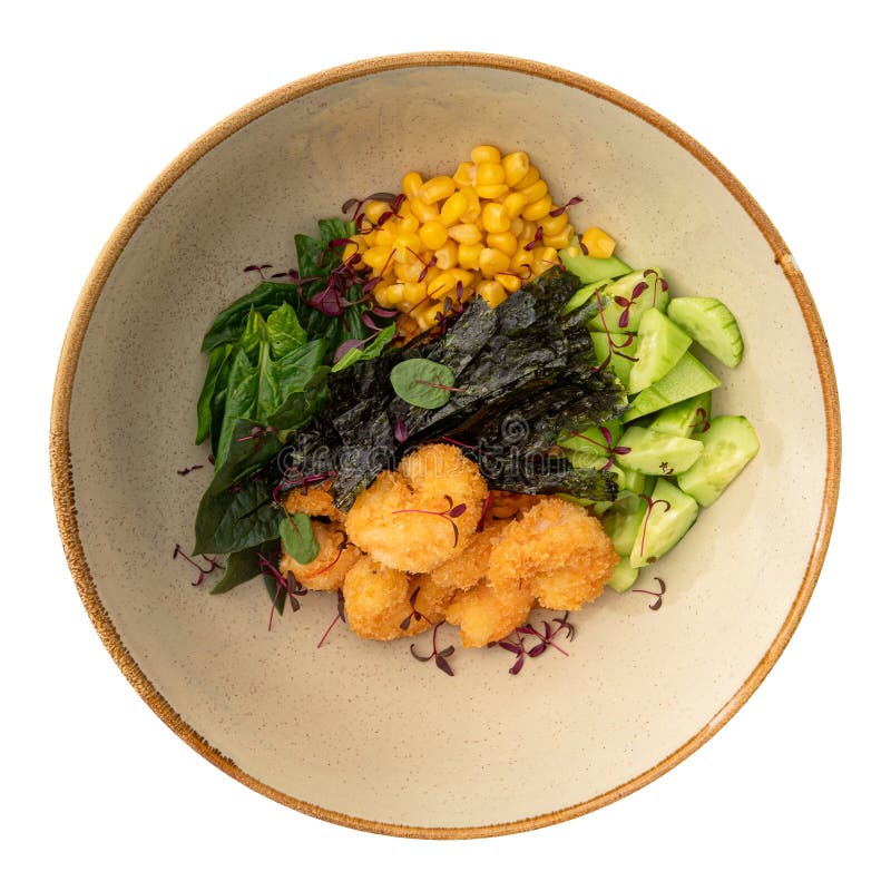 Shrimp Poke Bowl with Vegetables and Corn Stock Photo - Image of shrimp ...