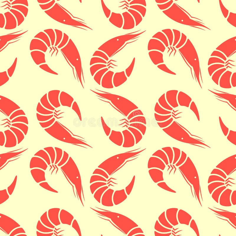 Shrimp or Prawn Repeat Seamless Pattern. Vector Stock Vector ...