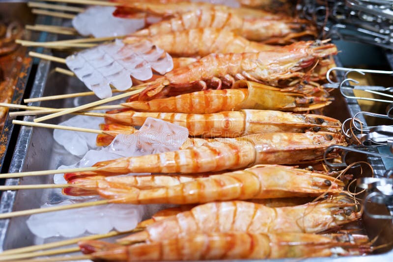 Shrimp Prawn on Wood Sticks Stock Image - Image of ocean, buffet: 60578841