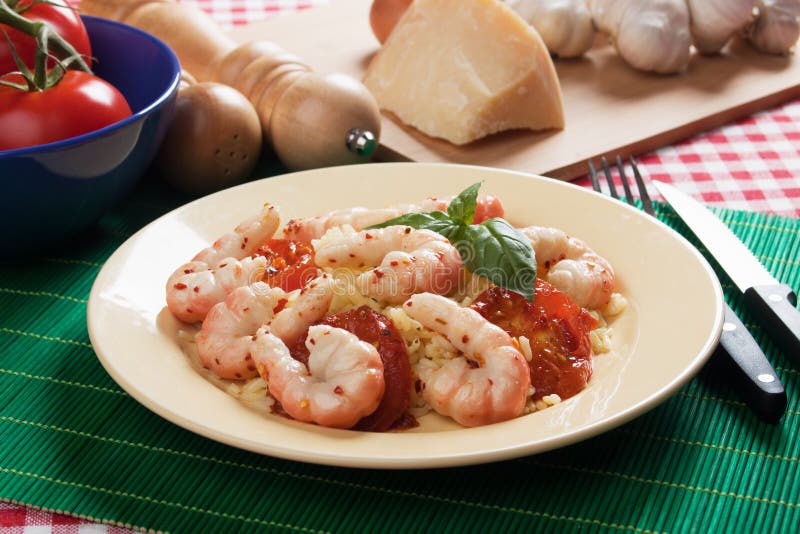 Shrimp Prawns with Cooked Rice Stock Image - Image of cuisine, meal ...