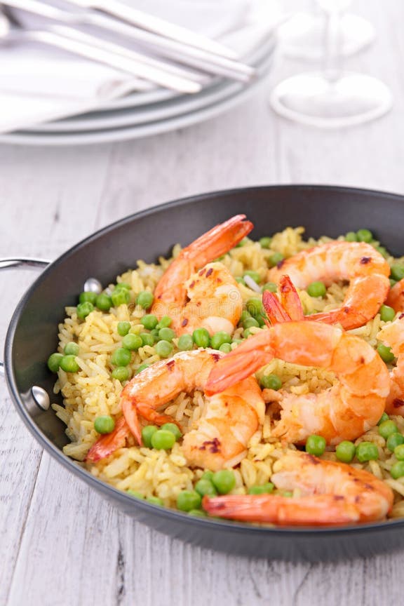 Shrimp, rice and pea stock image. Image of dinner, dining - 38713847